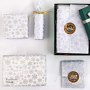 Whaline Snowflake Tissue Paper 20" x 28" Christmas Metallic Acid Free Wrapping Paper Bulk Big Size for Home, DIY and Craft, Gift Bags New Year Decorations, 60 Sheets (Silver)