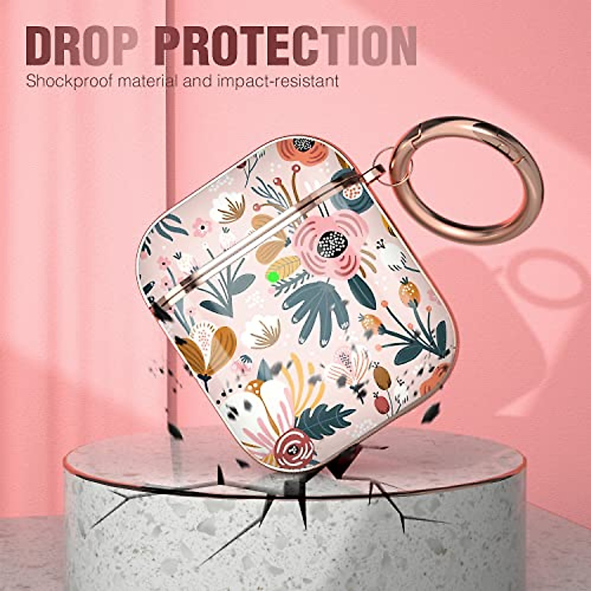 Maxjoy Compatible AirPod Case Cover, Cute Air Pod 2 Hard Shell for Women with Keychain Protective Air Pod 2nd 1st Generation Cover