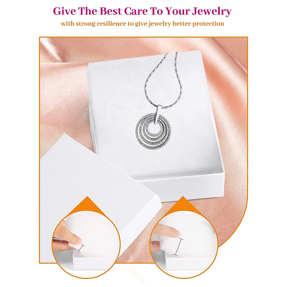 MESHA Cardboard Jewelry Gift Boxes for shipping, Glossy Small Gift boxes for Necklace Ring Bracelet Earring Cotton Filled Jewlery Box with Lids, White 3.5x3.5x1 Inch, 20 Pieces