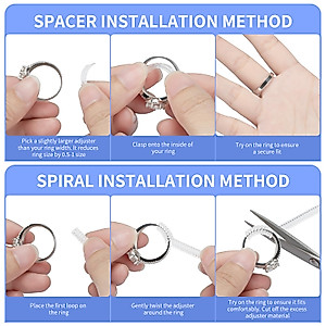 Ottemax Ring Size Adjuster for Loose Rings - 20 Pack 6 Sizes Invisible Jewelry Sizer, Mandrel for Making Jewelry Guard, Spacer, Sizer, Fitter - Spiral Silicone Tightener Set with Polishing Cloth