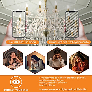 USOWAY E12 4W LED Frosted Candelabra 40W Equivalent, Frosted Glass, 2700K Warm White, 350 Lumens, Candle Light Bulbs (6)