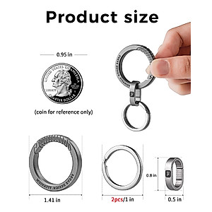 FEGVE Key Carabiner Keychain Clip with Titanium Mini Quick Release Connecting Key Chain Rings and 2pcs 1 in Stainless Steel Key Ring -(Matte)