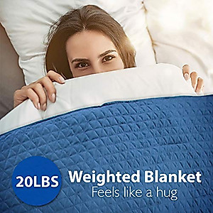 SereneLife Queen Size 20 lbs Heavy Weighted Blanket 60x80 Inches with Removable Super Soft Minky Cover and Premium Glass Beads Filling for Adults and Children, for Bed Sofa