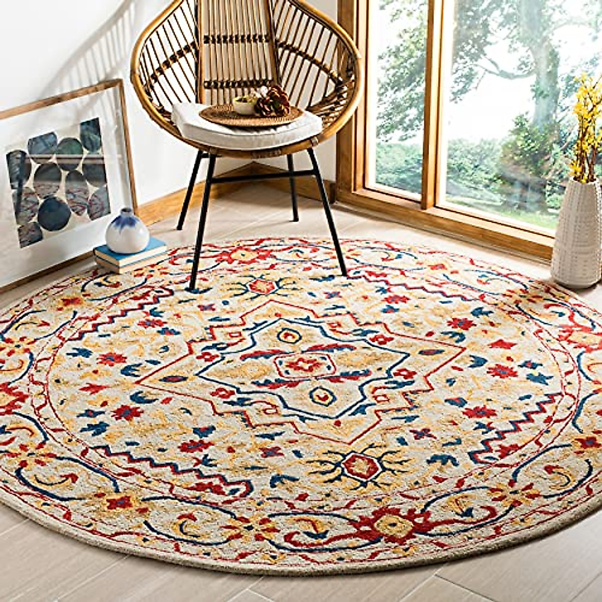 Safavieh Aspen Collection 8' x 10' Green/Ivory APN705Y Handmade Boho Medallion Wool Area Rug
