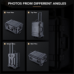 Lykus HC-5220 Waterproof Hard Case with Wheels and Customizable Foam, Interior Size 20.5x14.2x9.7 inch, Suitable for cameras, lenses, electronic equipment and more