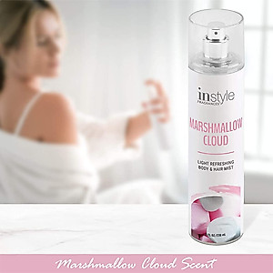 Instyle Fragrances | Body & Hair Mist | Marshmallow Cloud Scent | With Panthenol | CLEAN, Vegan, Paraben Free, Phthalate Free | Premium 8 Fl Oz Spray Bottle
