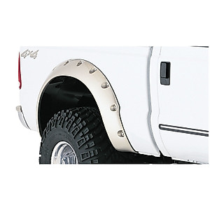 Bushwacker Cutout Pocket/Rivet Style Rear Fender Flares | 2-Piece Set, Black, Smooth Finish | 20046-02 | Fits 1999-2010 Ford F-250/F-350 Super Duty Styleside w/ 8.2' Bed (Excludes Dually)