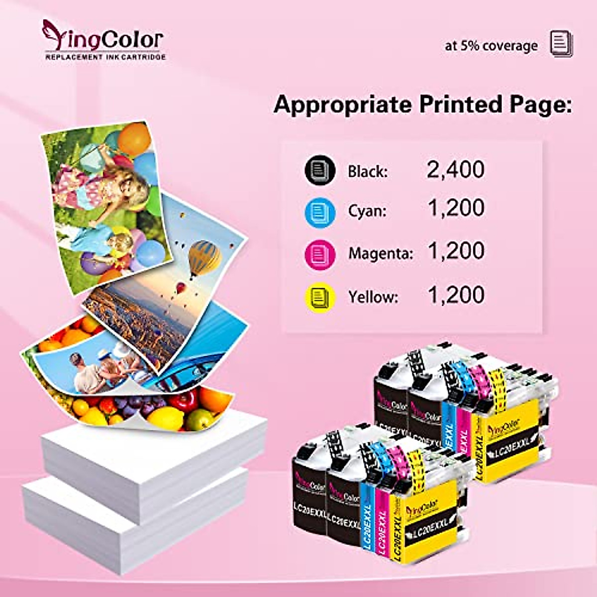 Compatible LC20E Ink Cartridge Replacement for Brother LC20E XXL LC20EXXL, Work for Brother MFC-J985DW MFC-J775DW J5920DW Printer 10-Pack(4 Black, 2 Cyan, 2 Magenta, 2 Yellow)