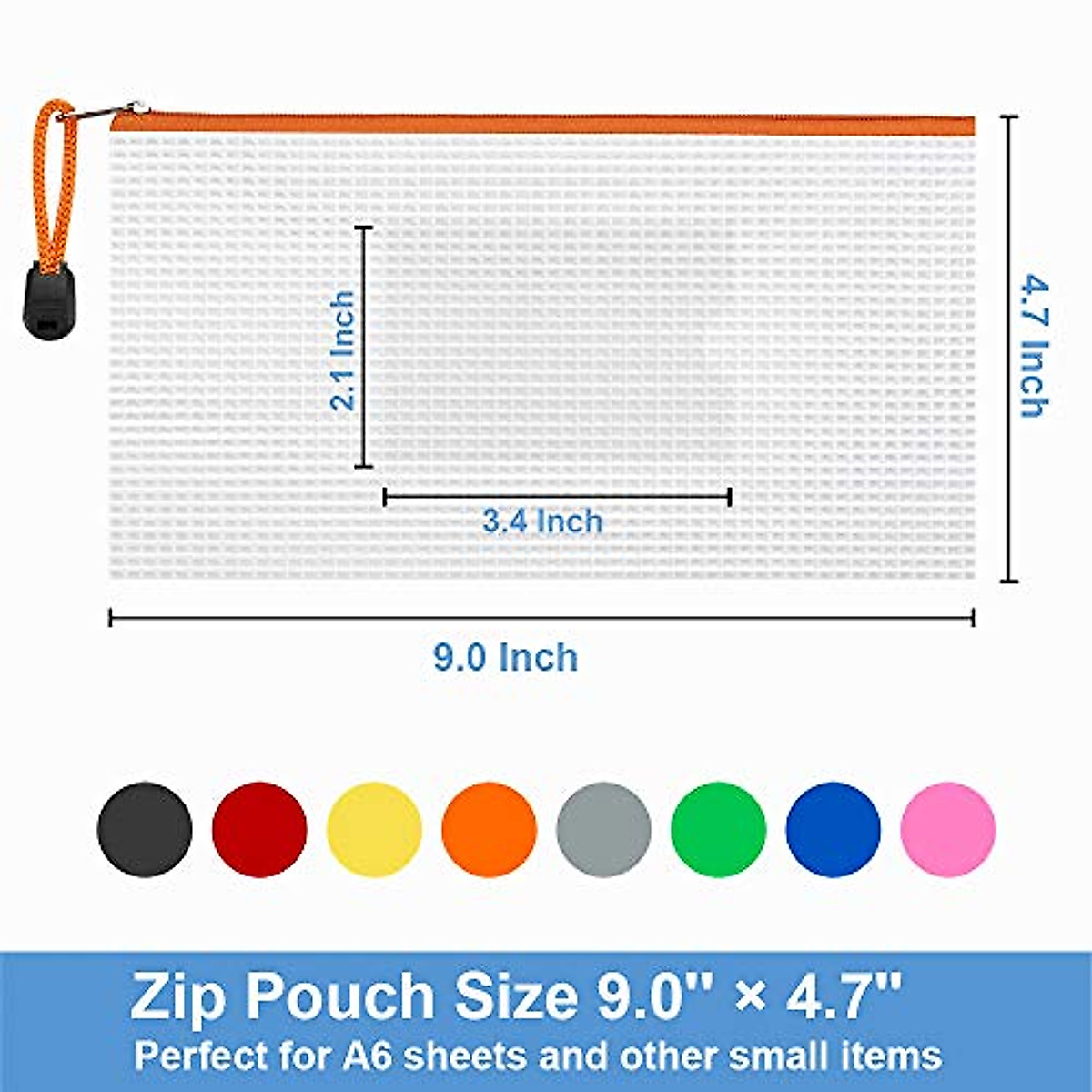 Sooez 24 Pack Mesh Zipper Pouch, Poly Zip Envelope with Label Pocket, Pencil Case Bulk, Pencil Bags Zipper Pencil Pouch, Reusable Envelopes, for Bills, Cash, Cosmetics, 9.1×4.7 Inches