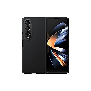 SAMSUNG Galaxy Z Fold4 Leather Cover, Protective, Premium, Elegant Phone Case with Front and Back Protection, Soft Surface, US Version, Black