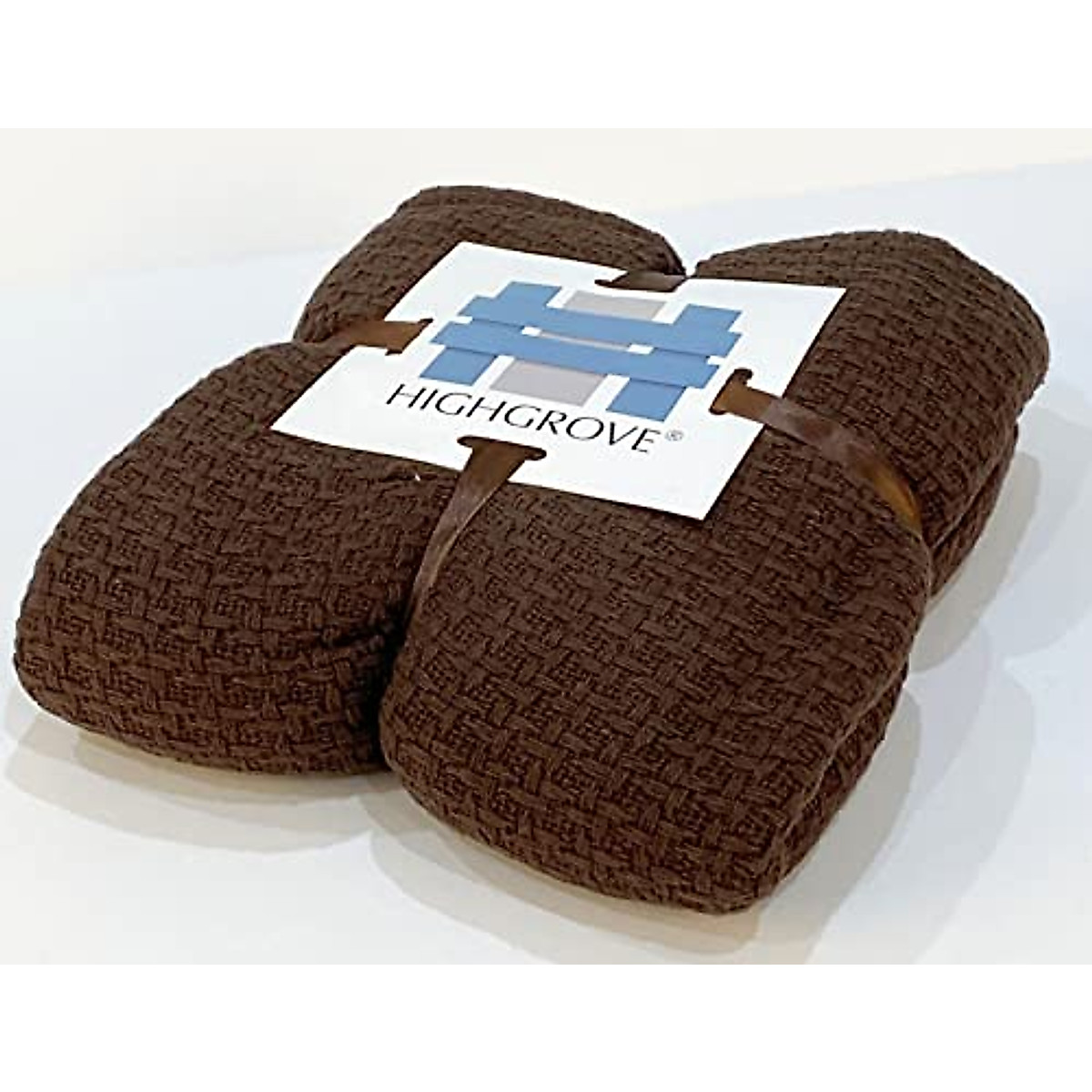 Highgrove - Laguna - Brown - 50" x 60" 100% Cotton- Knitted - Waffle Weave Design - Throw Blanket Indoor Outdoor