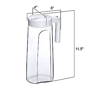 Amazing Abby - Slim - Tritan Pitcher (64 oz), Unbreakable Plastic Pitcher with Lid, BPA-Free, Heat-Resistant, Dishwasher-Safe, Great for Both Iced and Hot Drinks, Indoors and Outdoors, White