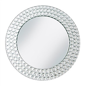 ChargeIt by Jay Framed Charger Large Decorative Mirror Glass Service Plate for Home & Professional Fine Dining Events, Dinner Parties, Catering & Weddings, Round, 13", Beads