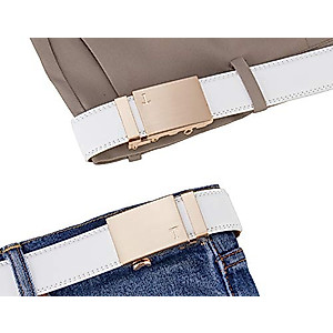 Tonywell White Belt Men, Ratchet Belt Leather Genuine 1.5 Inch Wide for Dress Pants & Jeans