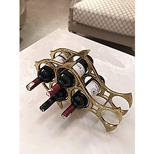 MyArtsyHouse Tabletop Wine Rack | 5 Bottles Wine Holder Storage Stand with Stylish Design | Fish Shaped | Perfect for Home Decor, Bar, Wine Cellar, Basement, Cabinet | Modern Metal (Gold) | SUMMER END