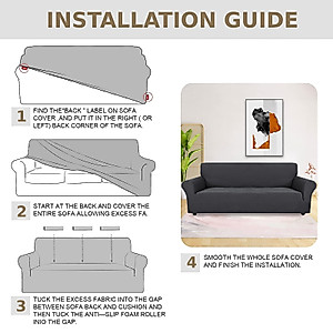 JIVINER Stretch Couch Cover Slipcovers 1 Piece Universal Couch Covers for 3 Cushion Couch Sofa (71"-91") Washable Pet Friendly 3 Seat Furniture Protector with Elastic Bottom (Sofa, Dark Gray)