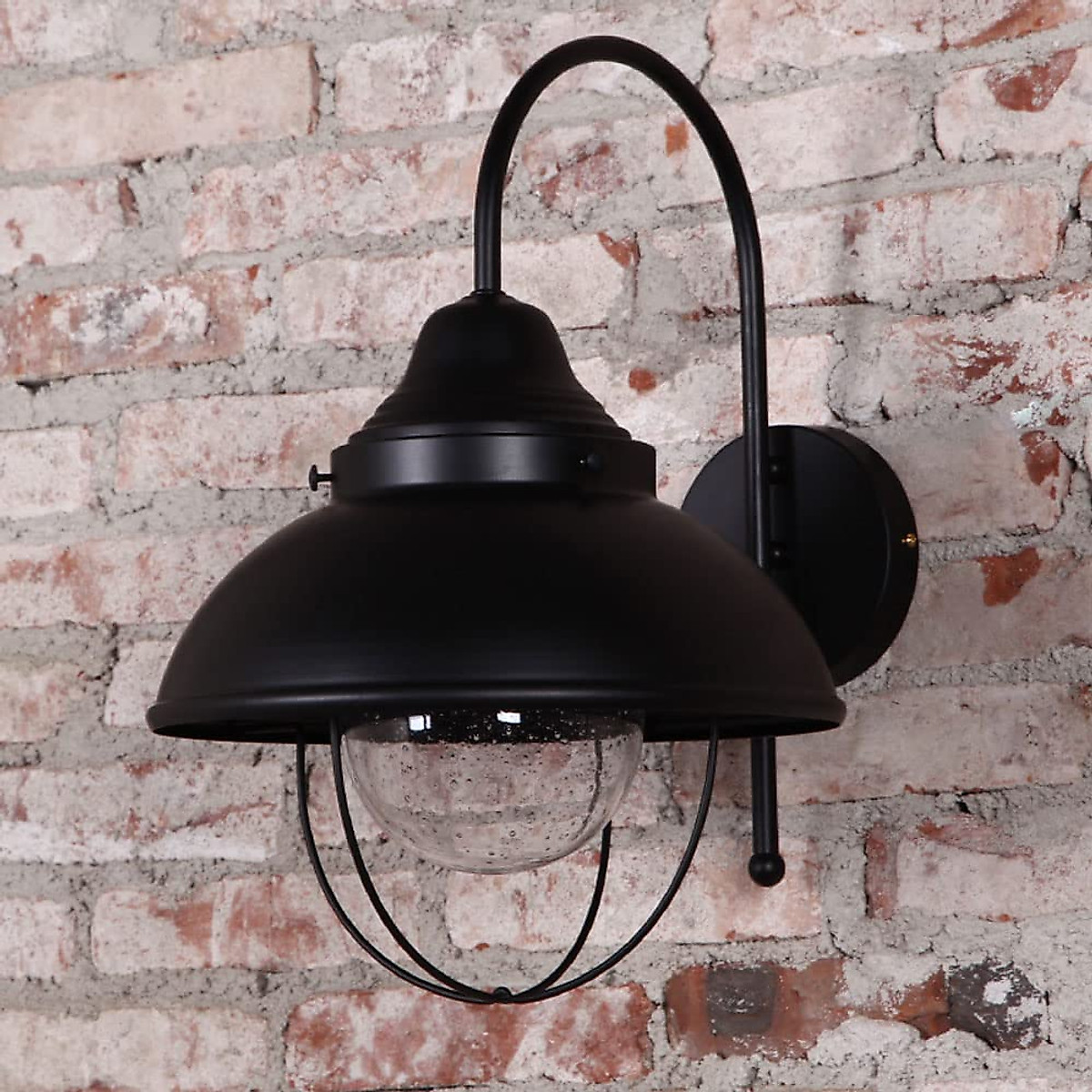 SDUYTEG 1 Light Outdoor Wall Lantern Clear Glass Matte Black Porch Lights Rustic Lantern Wall Sconce Outdoor for Outside Deck Garage Yard Front Door Garden Home