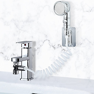 Elesunory Sink Faucet Sprayer Attachment- Adjustable 3 Sprayer Setting with ON/OFF Switch- Hand Held Shower Faucet Extender Up To 59Inch- Portable Shower Head with Hose for Hair Washing Dog Shower