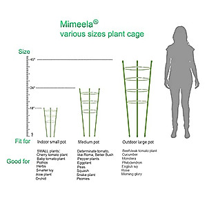 4 Pack Garden Plant Support Tomato Cage, Upgrade 18" Trellis for Climbing Plants, Plant Trellis Kits with 4 Self Watering Spikes and 20 Plant Clips (18")