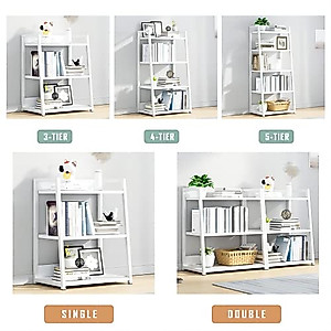 IOTXY 3 Tier Open Bookshelf - Steel and Wood Display Stand, 50CM Width Floor-Standing Bookcase, White