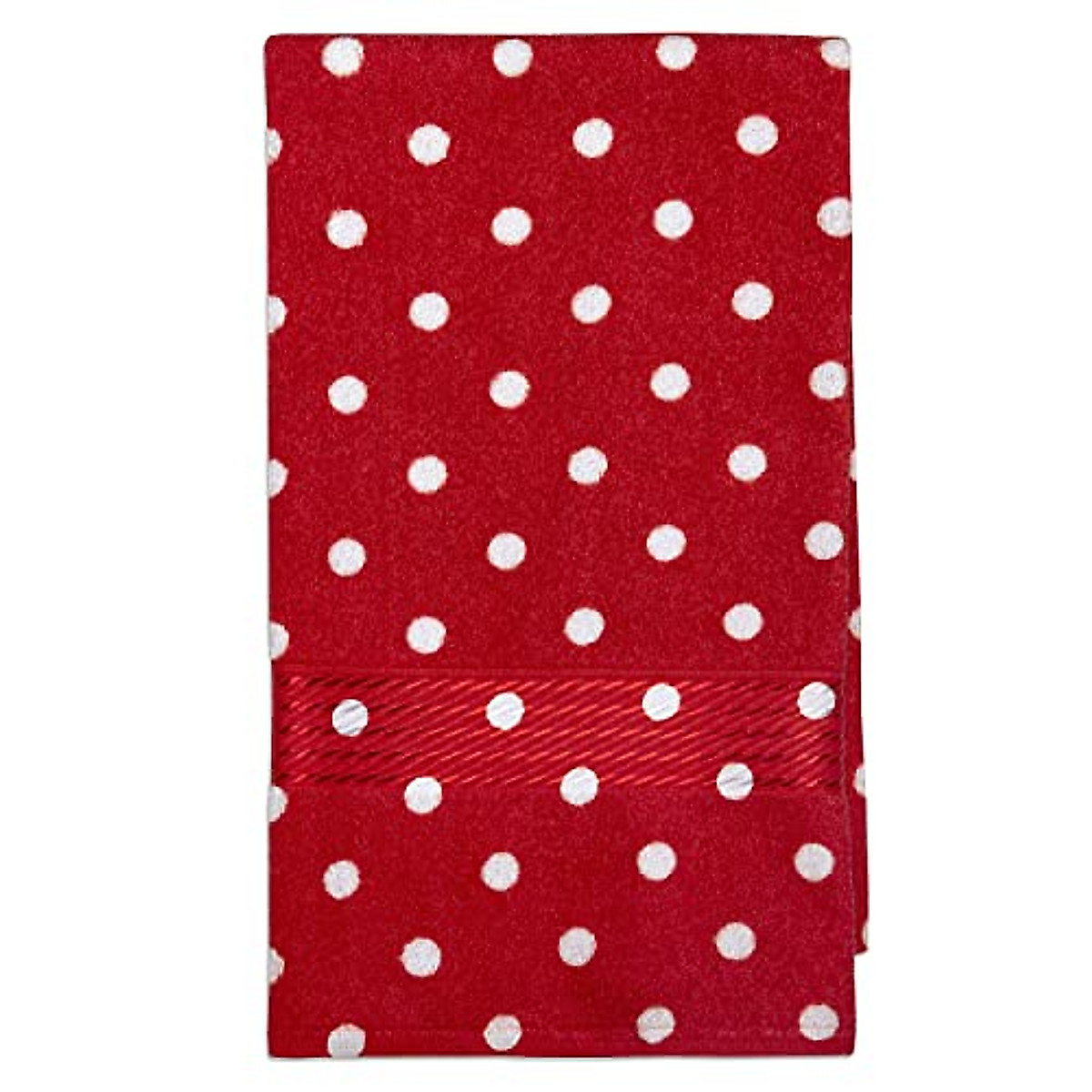 Cackleberry Home Polka Dot Bathroom Cotton Terry Hand Towels 20 x 30 Inches, Set of 2 (Crimson Red)