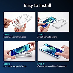 ESR Military-Grade 360° Hybrid Protection Compatible with iPhone 12 Case/iPhone 12 Pro Case [10FT Drop Tested] [Heavy Duty Shockproof ] with [2 Tempered Glass Screen Protectors], 6.1" - Clear