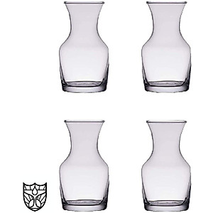 The Bar Glass Single Serving Glass Wine Carafe 6.5 oz - Mini Decanters - Small Individual Carafes (4, 6.5 oz)