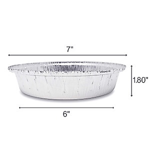 (60 Pack) Premium 7-Inch Round Foil Pans with Plastic Dome Lids l Heavy Duty l Disposable Aluminum Tin for Roasting, Baking, or Cooking