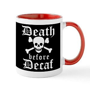 CafePress Funny DEATH Before DECAF! Mugs Ceramic Coffee Mug, Tea Cup 11 oz