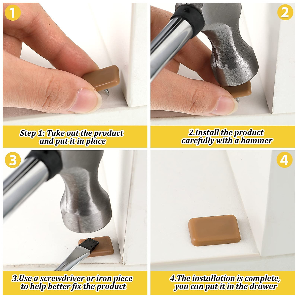 Tack-In Drawer Glides Drawer Tack Glide for Repairing Dressers, Making All the Drawers Slide Smoothly and Evenly (16 Pieces)