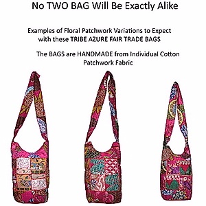 Tribe Azure Pink Large Floral Hobo Sling Shoulder Bag Cross Body Market Travel Fashion School Roomy
