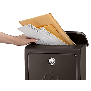 Architectural Mailboxes Bordeaux Galvanized Steel, Locking, Wall Mount Mailbox, 2697RZ-10, Rubbed Bronze, Medium Capacity