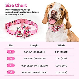 Pink Dog Collar Floral Girl Dog Collar with Rose Flower Bow Tie Dog Collar for Cute Girl Female Cats Dogs Spring Summer Season Dog Collar for Puppy Small Medium Large Dogs Best Gift for Your Furbaby