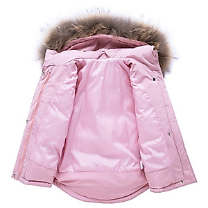 JELEUON Baby Girls Two Piece Winter Warm Hooded Snowsuit Puffer Down Jacket with Snow Ski Bib Pants Outfits