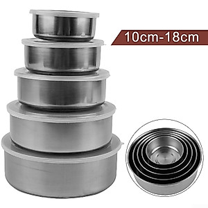 Cloudpower 5 Pcs Stainless Steel Food Storage Containers With Plastic Lids, Leakproof Stainless Steel Lunch Box Containers, Deep Size Bowls