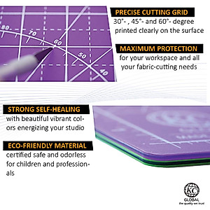 KC GLOBAL A1 (38"x26") Professional Grade Self-Healing Cutting Mat (Purple) - Odor-Free, Reversible, Eco-Friendly, Durable Bright Surface. Premium Desk Mat for Crafters, Quilters, and Hobbyist
