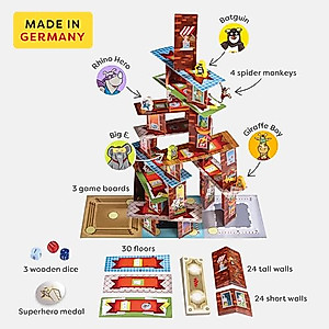 HABA Rhino Hero Super Battle - Exciting 3D Stacking Board Game for Kids & Adults, Fun Family Games, Stacking Card Games for Kids, Made in Germany