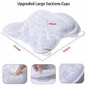 Bath Pillow, Tub Pillow for Bathtub Support Neck,Head and Back with Strong Non-Slip Suction Cups and Comfortabl 3D AirMesh Bath Pillow for Men and Women