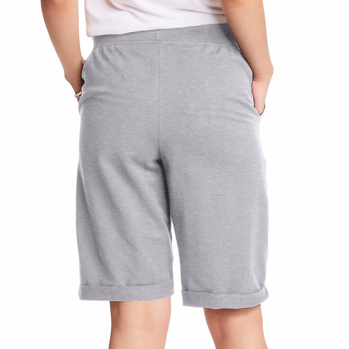 Hanes Women's French Terry Bermuda Short, Light Steel, Large