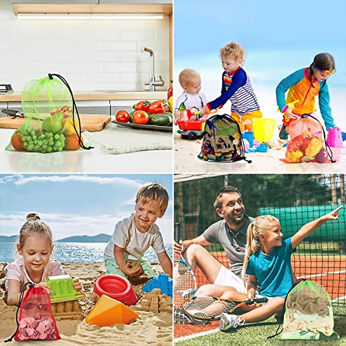 iMucci 18"X24" 6Pcs Mesh Laundry Drawstring Bag Nylon Drawstring Gym Bag with Cord Lock Closure