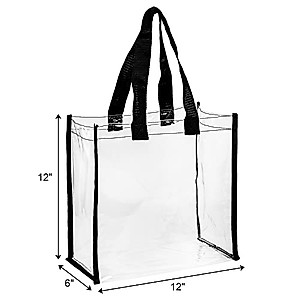 Suwimut 12 Pack Clear Tote Bags Stadium Approved, Transparent PVC Shoulder Handbag for Women, Clear See Through Plastic Tote Bags with Handles for Shopping, Work, Sports Games, School, Concert