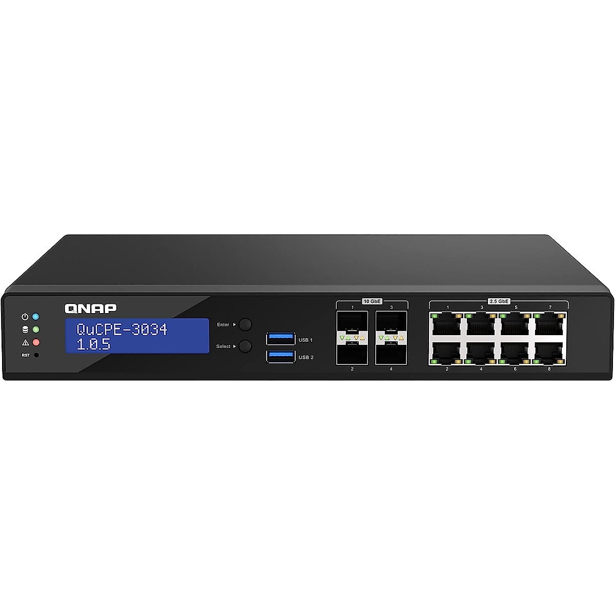 QNAP QuCPE-3034-C3758R-16G-US Network Virtualization Premises Equipment with an Intel® Atom Eight-core Processor, Suitable for deploying Virtual Networks in Multiple Edge Offices (Diskless)