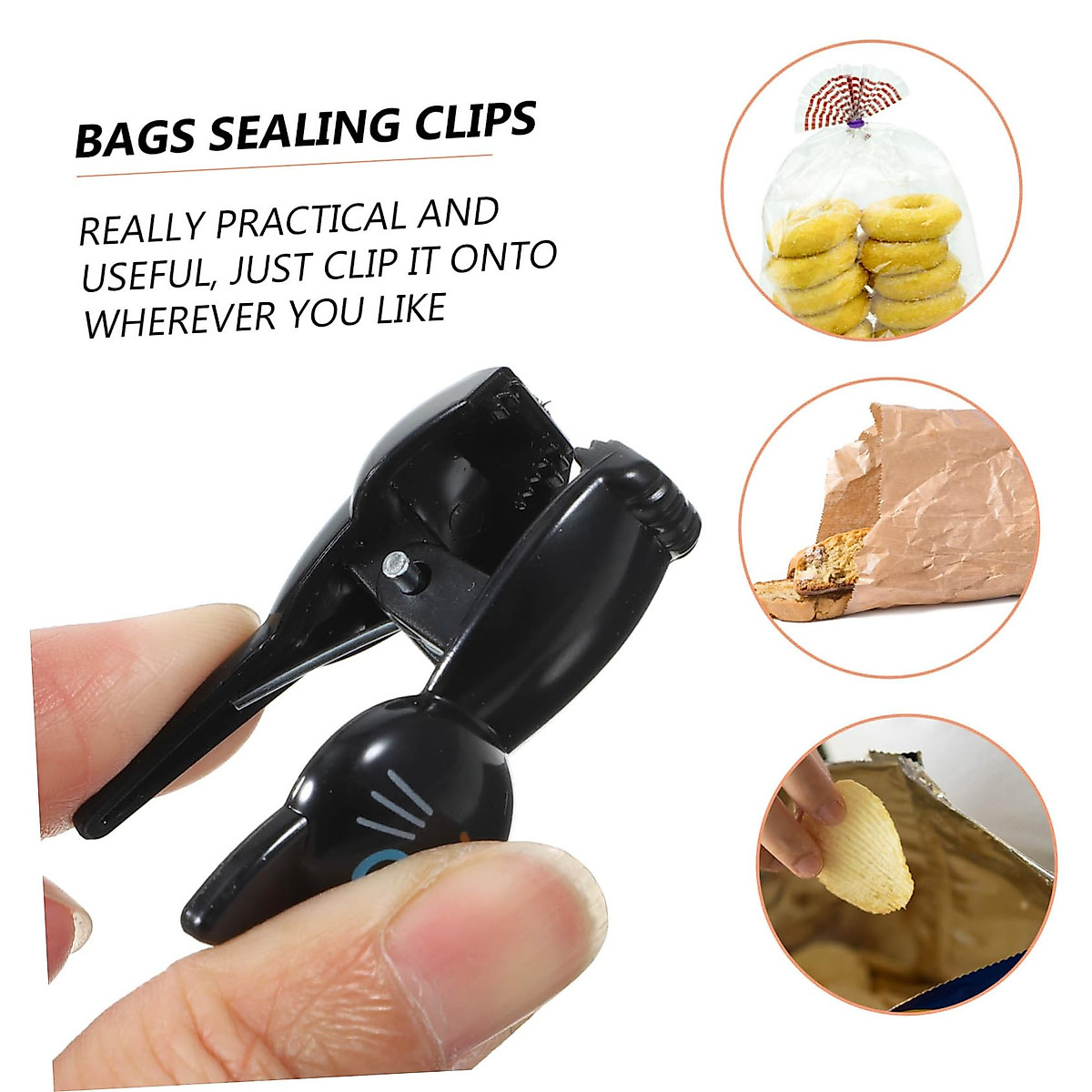 NAMOARLY 8Pcs Cute Cat Chip Clips Cat Design Clips for Airtight Seal Multipurpose Kitchen Food Clips Ideal for Snacks and Chips Storage