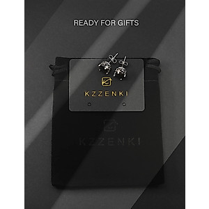 2 Pcs Black and Red Earrings Set Cubic Zirconia Stud Earrings