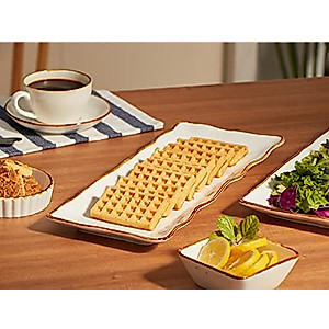 ONEMORE Large Serving Platters, 15 inch Serving Plates Set of 2, Ceramic Platters for Serving Food, Oven Safe Serving Trays and Platters for Entertaining Party, Creamy White