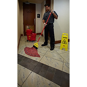 Rubbermaid Commercial Products Multilingual Caution Sign, 26-Inch, Yellow, 2-Sided, High Visibility Floor Warning Sign for Office/Restroom/Restaurant/School/Business/Hospital/Distribution Facility