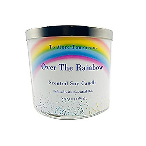 To More Tomorrows, Soy Candle, Over The Rainbow Scent, 14 Ounce Jar Candle, Candle,Three Wick Candle, 45 Hour Burn Time, Highly Scented, Made in The USA, Gift, Home Decor