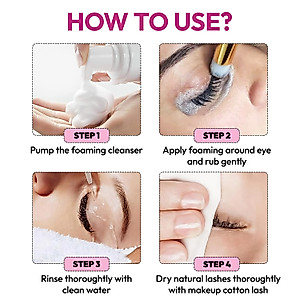 Eyesy Lash LARGE 120ml/4.05 fl.oz Lash Shampoo for Eyelash Extensions Cleanser Oil Free Foaming Soap Lash Bath and Wash | Eyelid Cleanser for Makeup Remover | Salon Use and Home Care