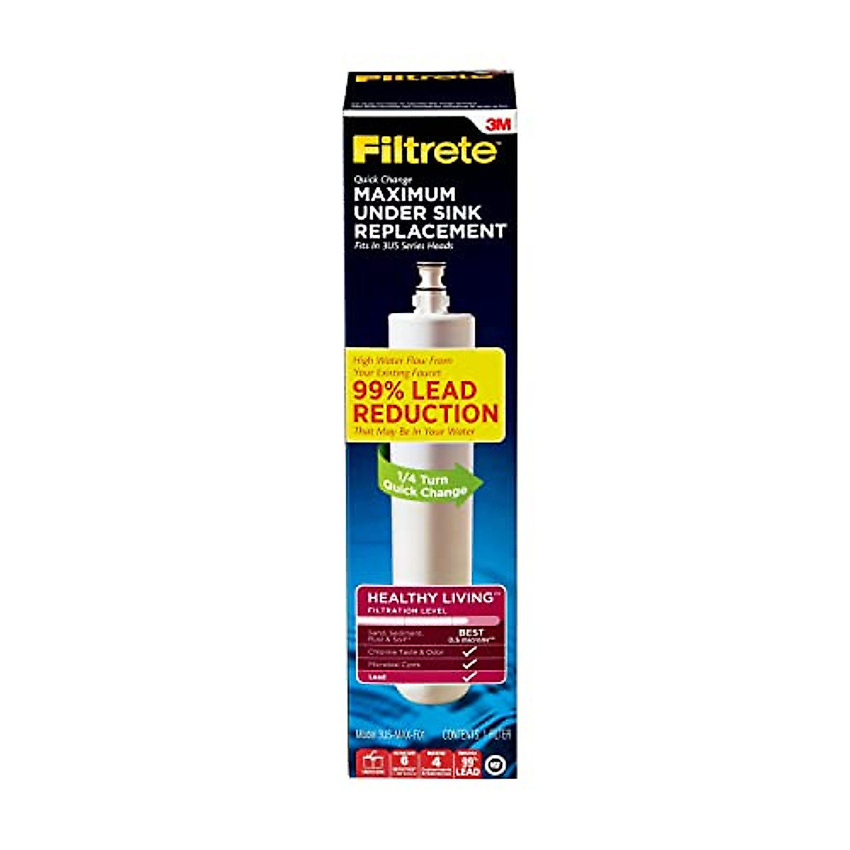Filtrete Maximum Under Sink Quick Change Water Filtration Replacement Filter 3US-MAX-F01, for use with System 3US-MAX-S01