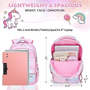 Backpacks for Girls School Cute Kids Backpack Bookbags with Insulated Lunch Box Set for School Elementary girl, Tie Dye School Bag with Laptop Compartments 16*11.5*7.5, Galaxy Pink